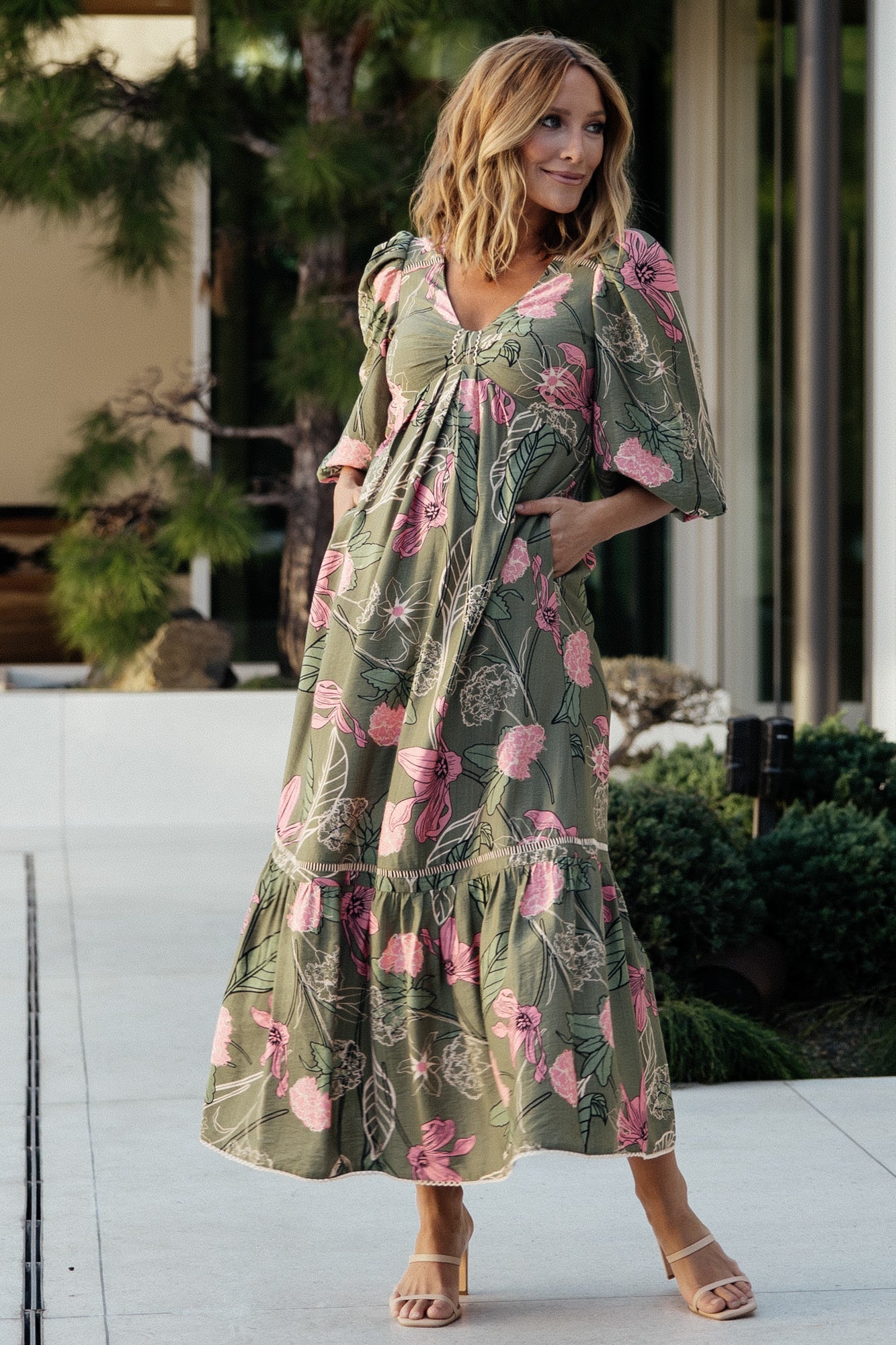 Lonna Dress | Olive + Fuschia Floral – Baltic Born