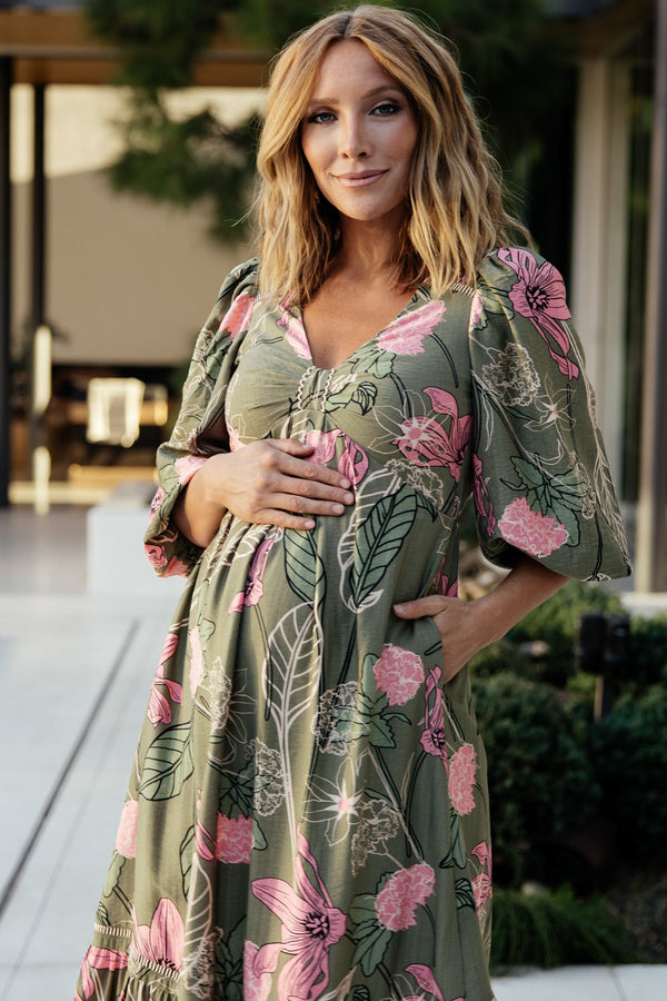 Lonna Dress | Olive + Fuschia Floral – Baltic Born
