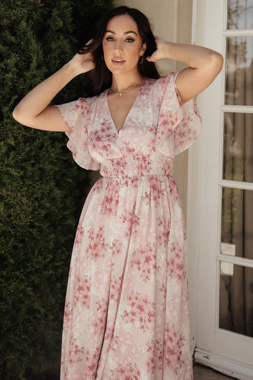 Lynlee Metallic Maxi Dress — Pink Multi Floral | Baltic Born
