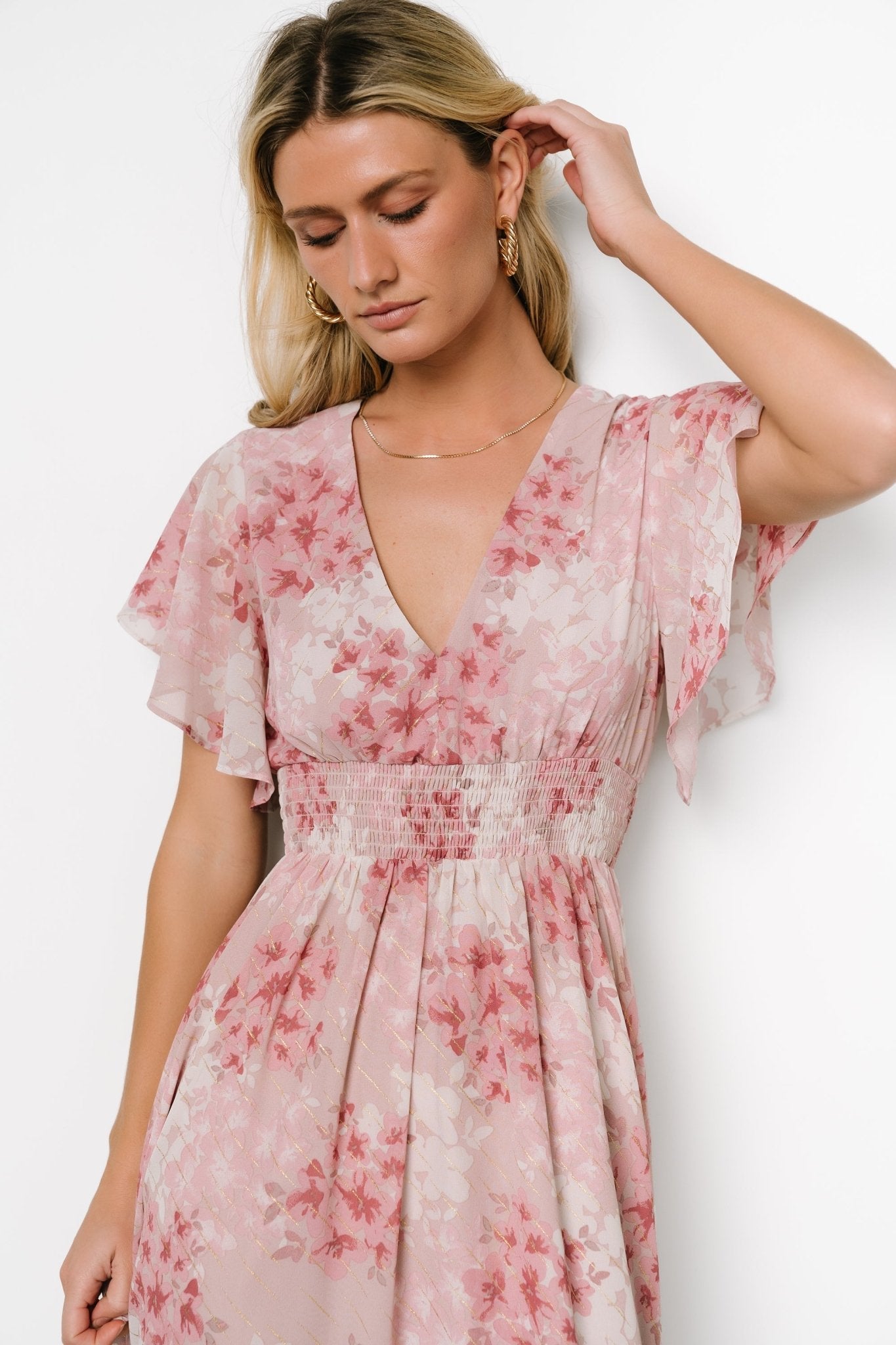 Lynlee Metallic Maxi Dress | Pink Multi | Baltic Born