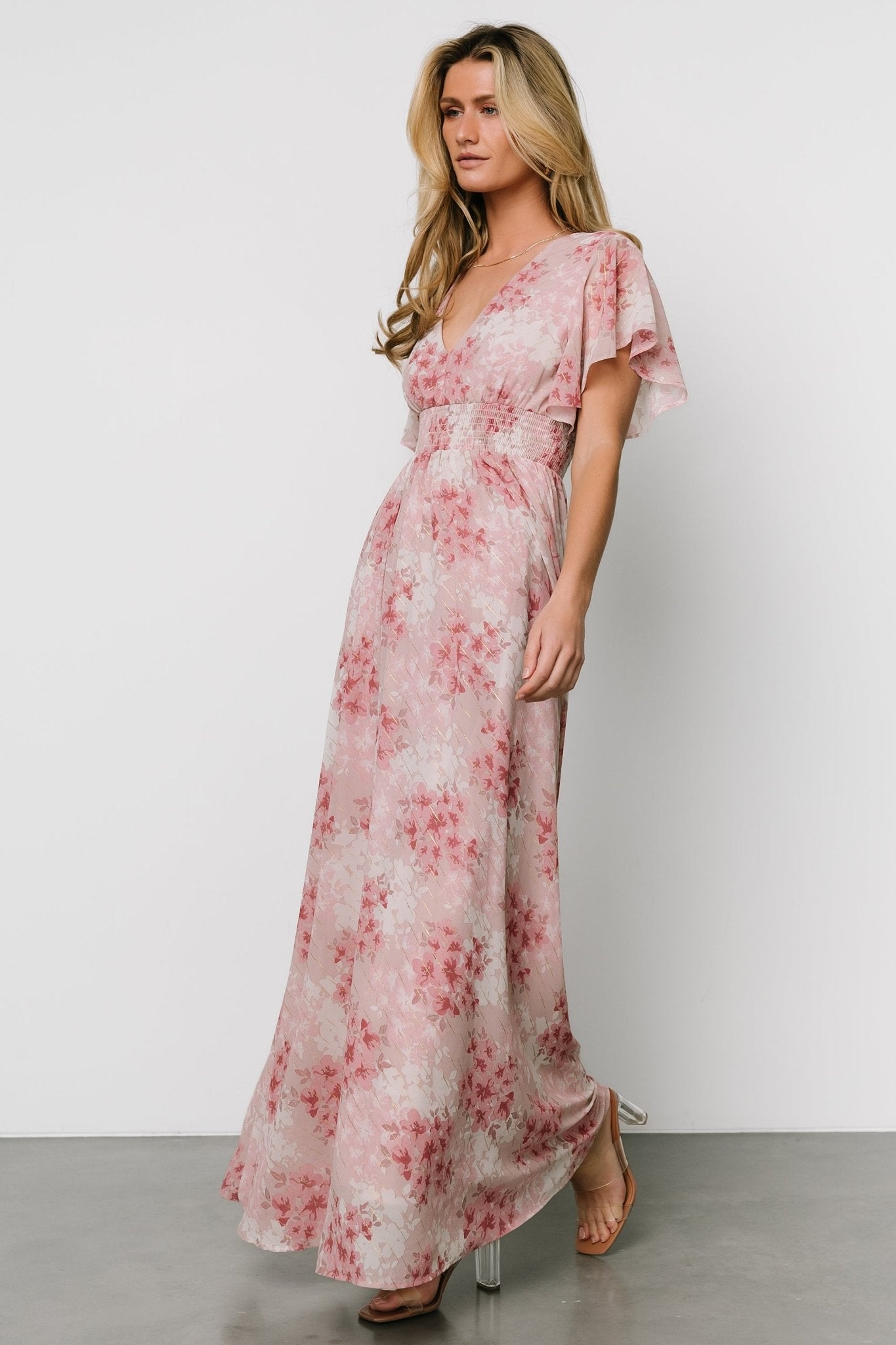 Lynlee Metallic Maxi Dress | Pink Multi | Baltic Born