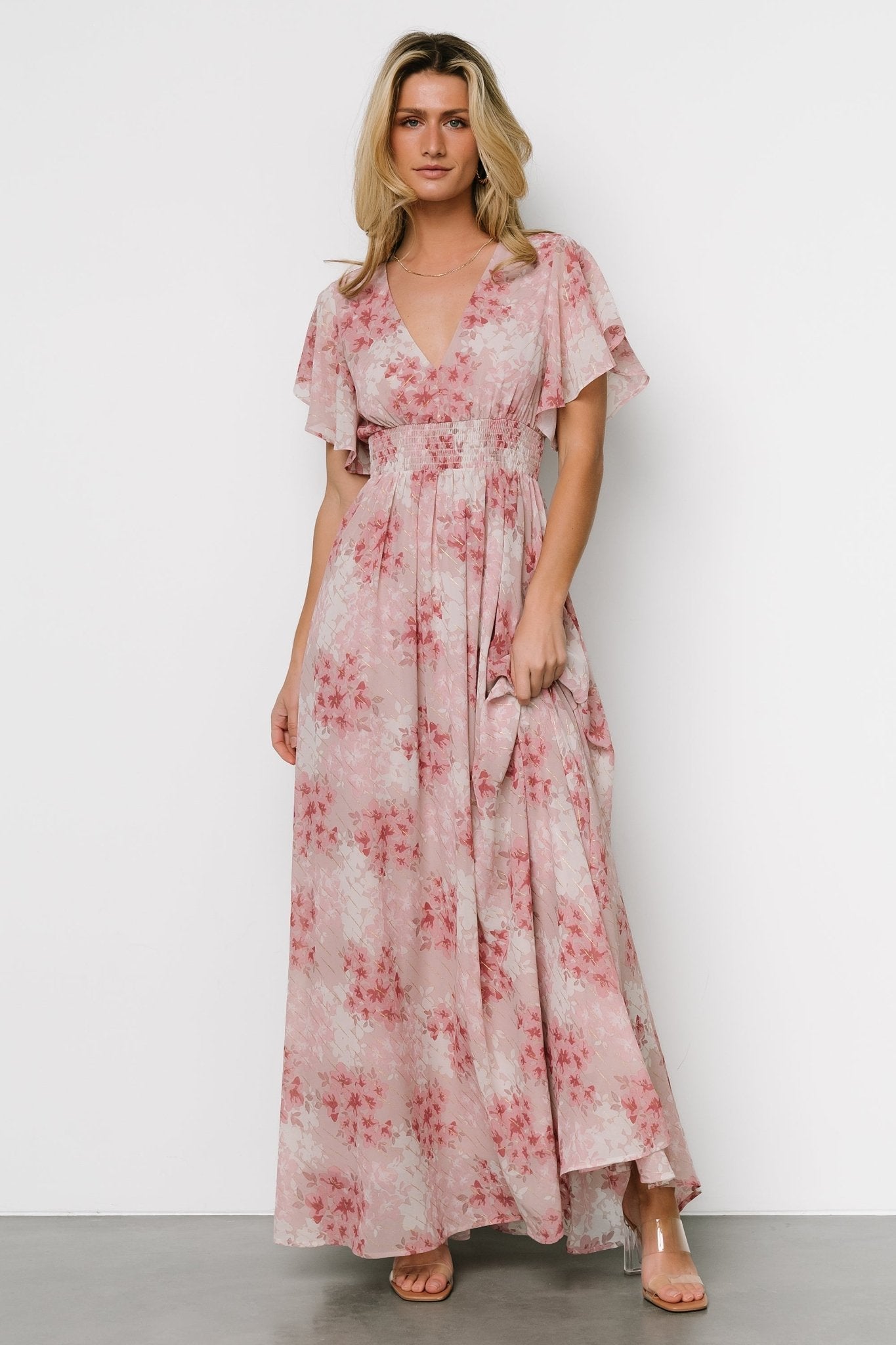 Lynlee Metallic Maxi Dress | Pink Multi | Baltic Born