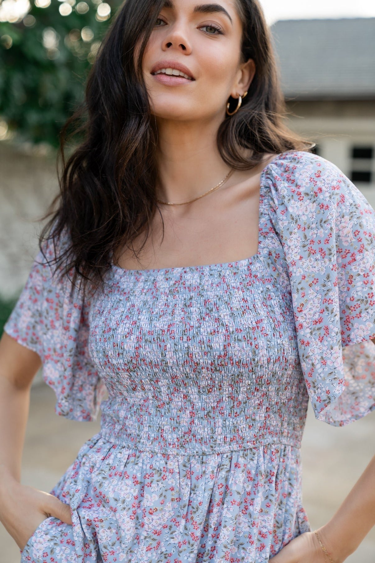 Lyssa Smocked Midi Dress — Dusty Blue | Baltic Born