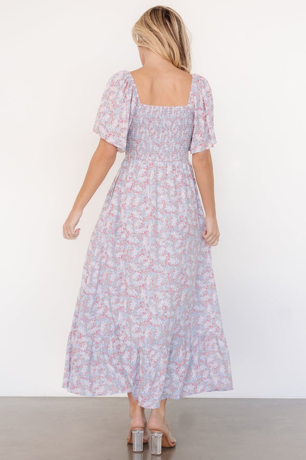 Lyssa Smocked Midi Dress — Dusty Blue | Baltic Born