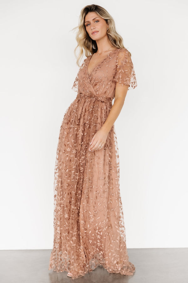 Marseille Embossed Maxi Dress | Nude Rose – Baltic Born