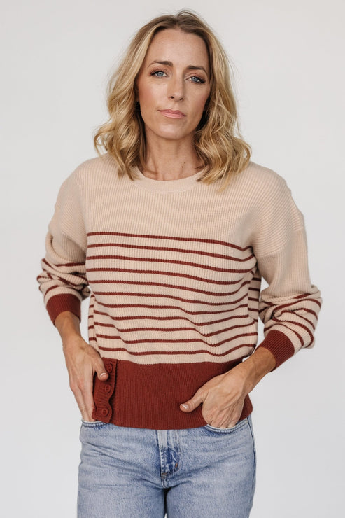 Miles Striped Sweater | Taupe + Marsala – Baltic Born
