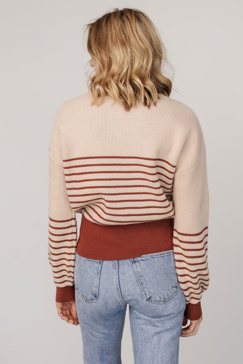 Miles Striped Sweater — Taupe & Marsala | Baltic Born