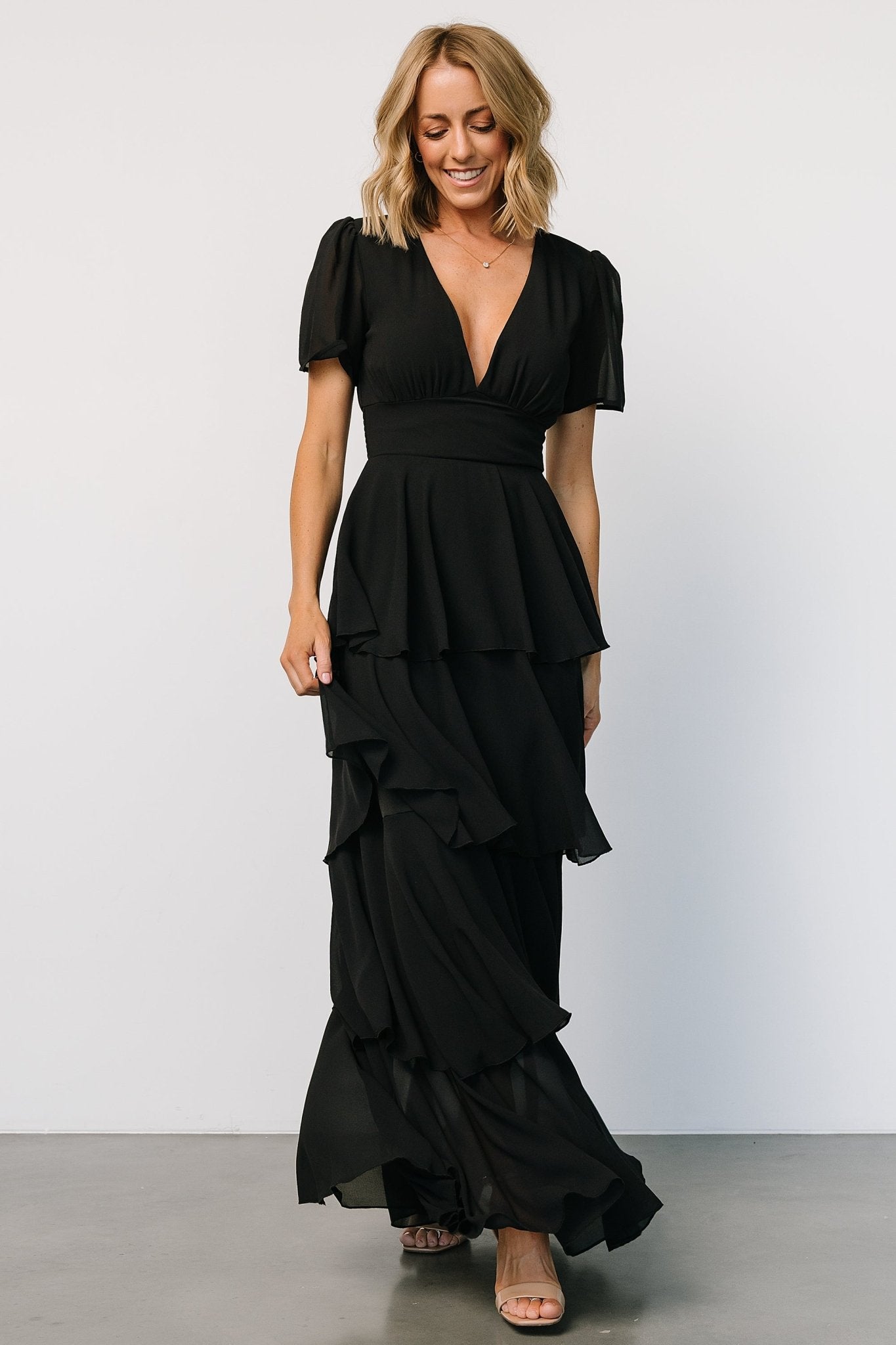 Montaigne Ruffle Maxi Dress | Black | Baltic Born