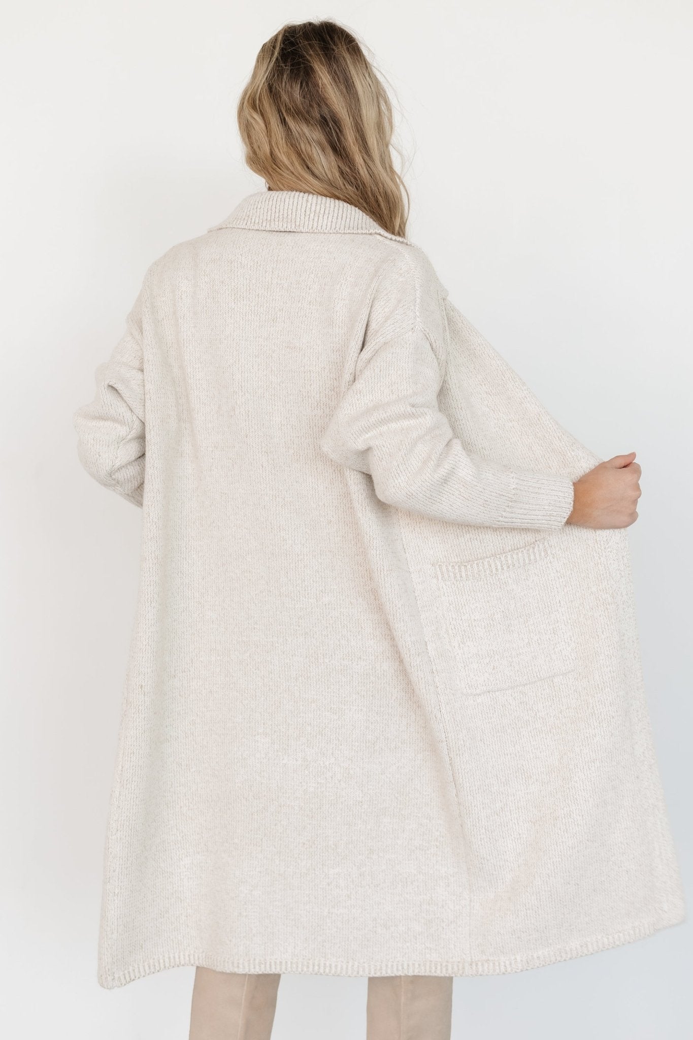 Ontario Long Button Cardigan | Oatmeal | Baltic Born
