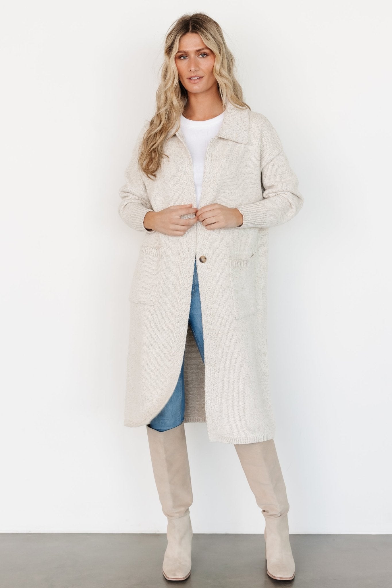 Ontario Long Button Cardigan | Oatmeal – Baltic Born