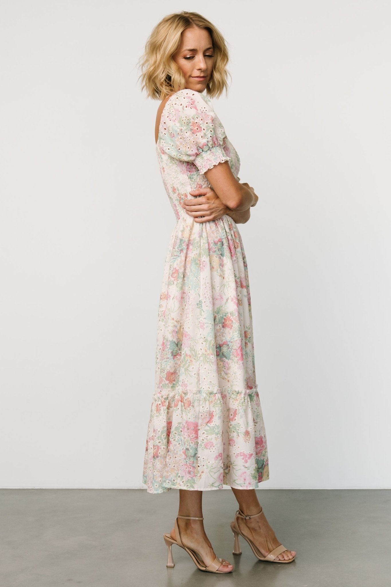 Piper Eyelet Midi Dress | Vintage Floral – Baltic Born