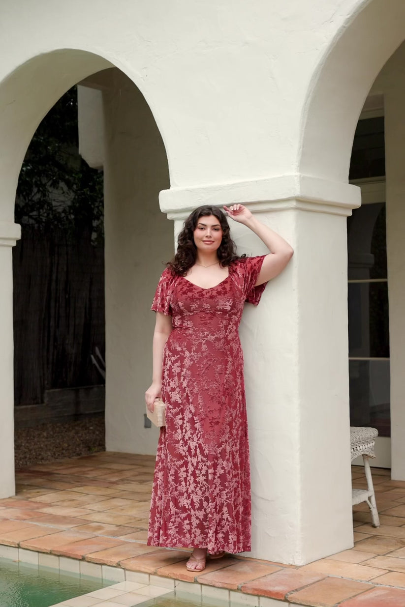 Everley Velvet Maxi Dress — Cinnamon Floral | Baltic Born