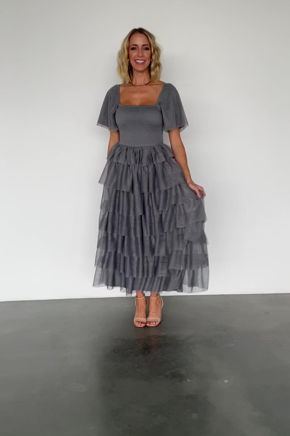 Cherise Tulle Tiered Maxi Dress — Blue Sage | Baltic Born