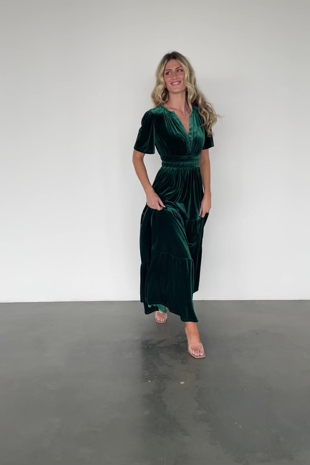 Artemis Velvet V-Neck Maxi Dress - Emerald | Baltic Born