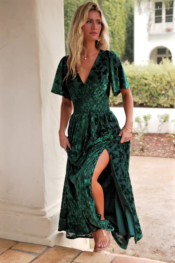 Veronica Velvet Maxi Dress — Smocked Waist | Baltic Born
