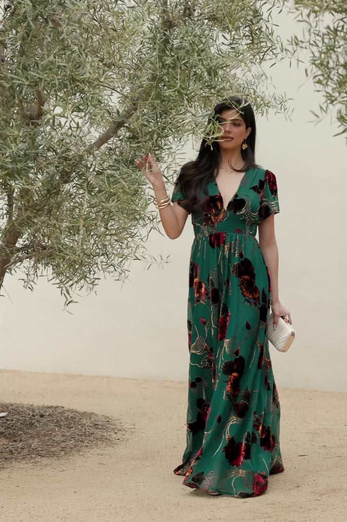 Valen Maxi Dress — Jade Multi Burnout Velvet | Baltic Born
