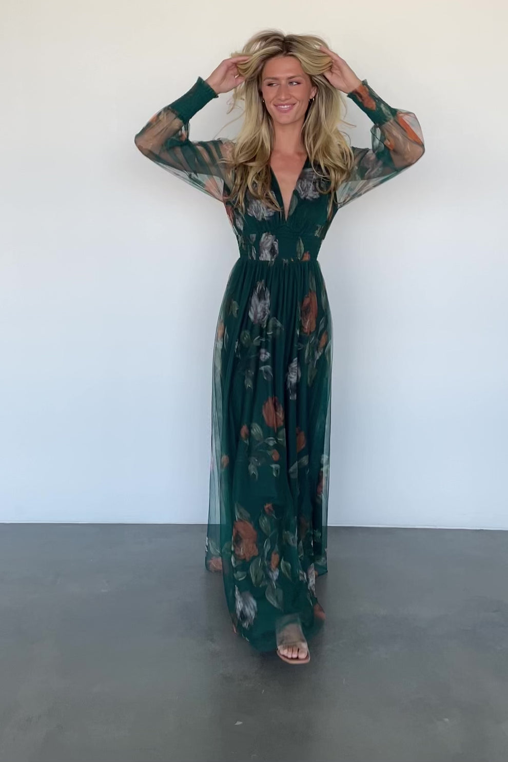 Layla Tulle Maxi Dress - Deep Topaz Floral | Baltic Born