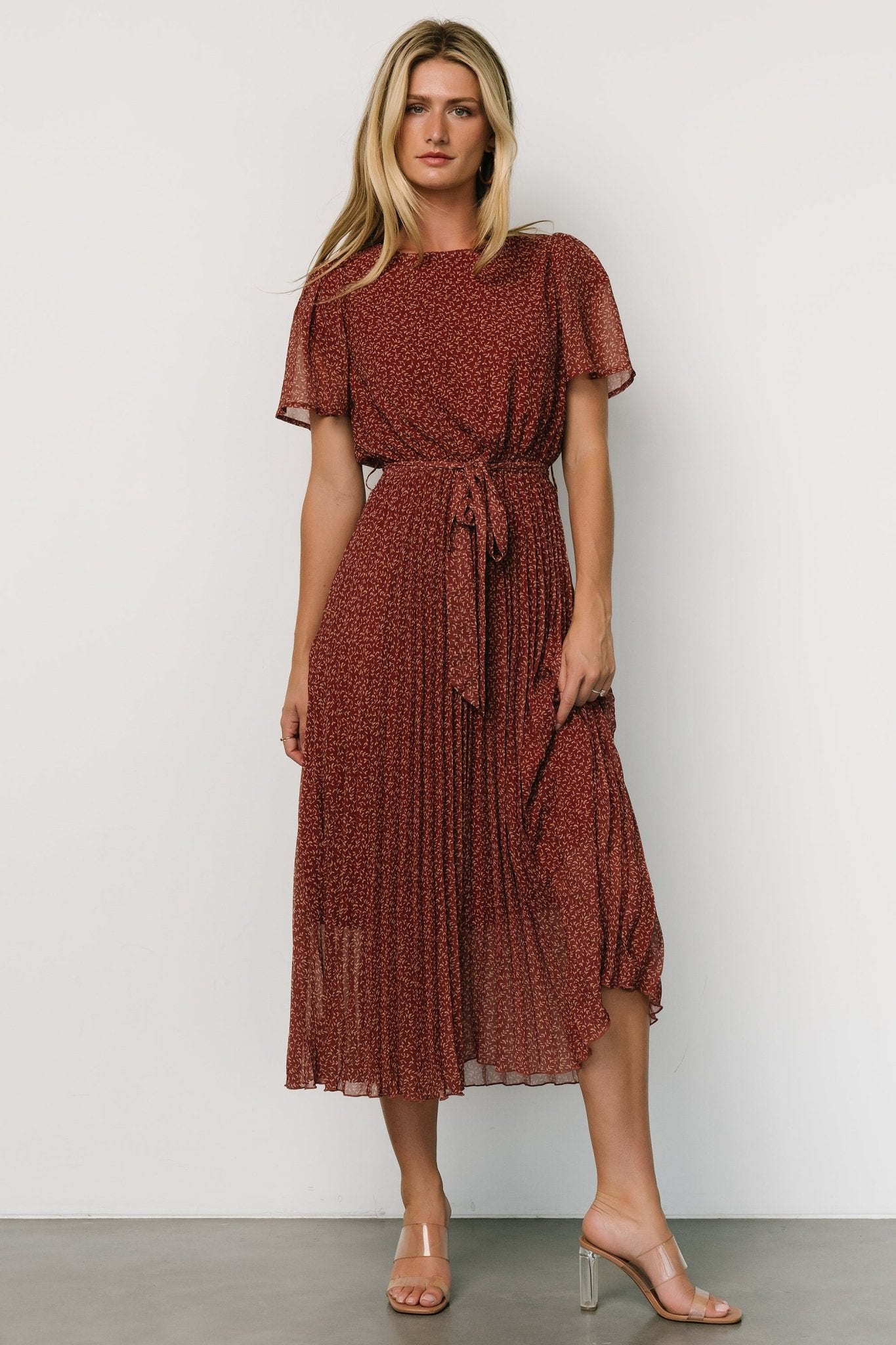 Prim Pleated Dress | Dark Rust – Baltic Born