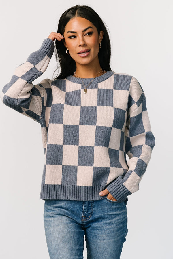 Quincy Checkered Sweater | Blue – Baltic Born
