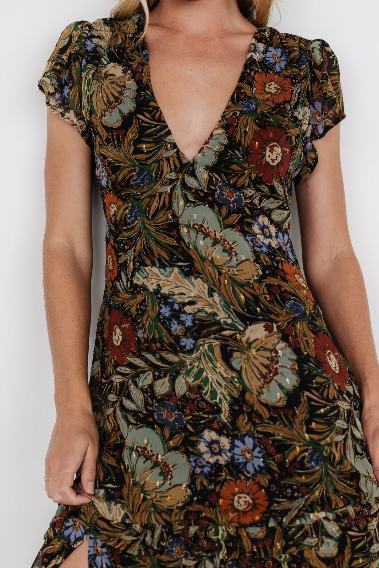 Riverwood Deep V Maxi Dress — Floral Chiffon | Baltic Born
