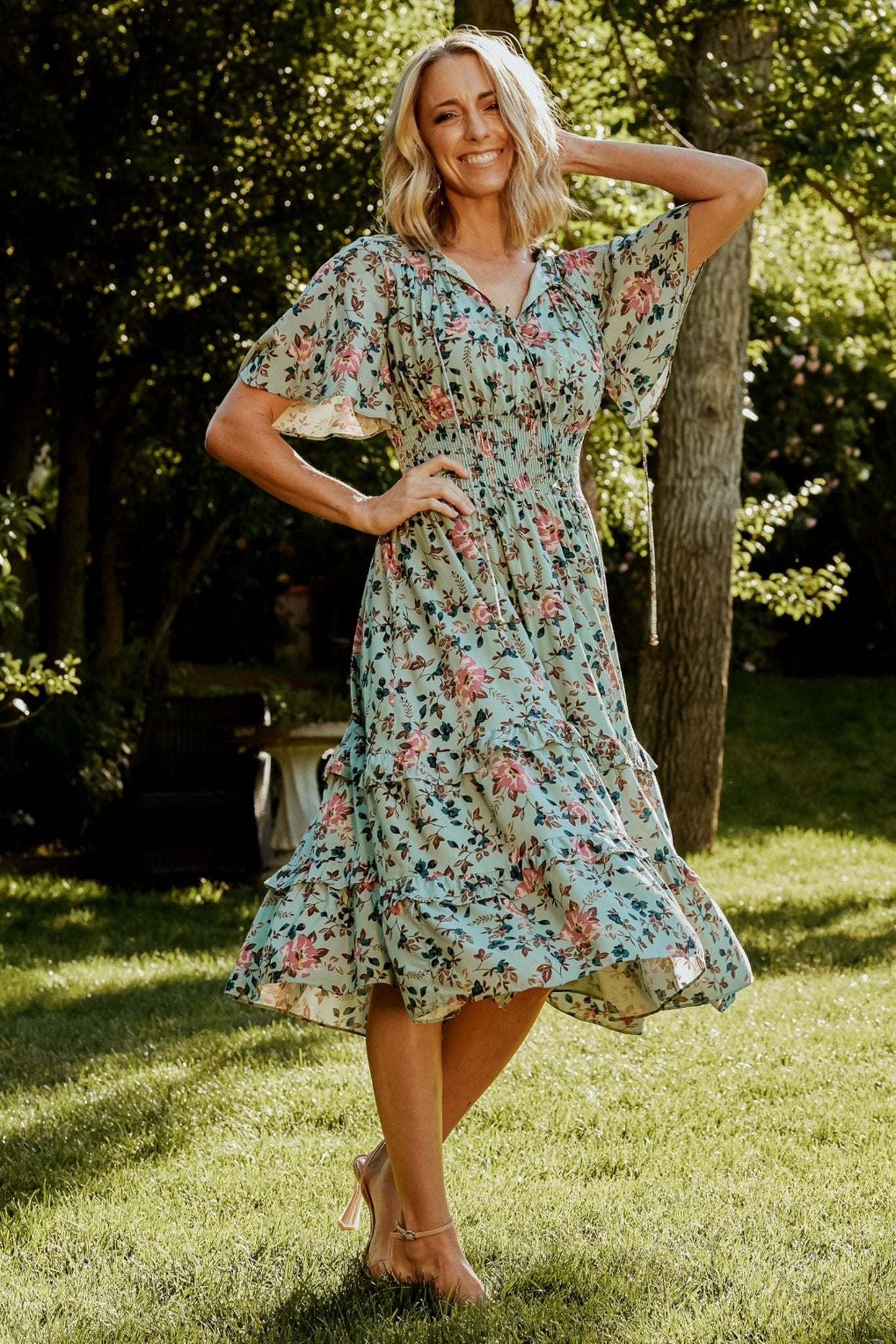 Spell Boho Midi Dress | Topaz + Blush Floral | Baltic Born