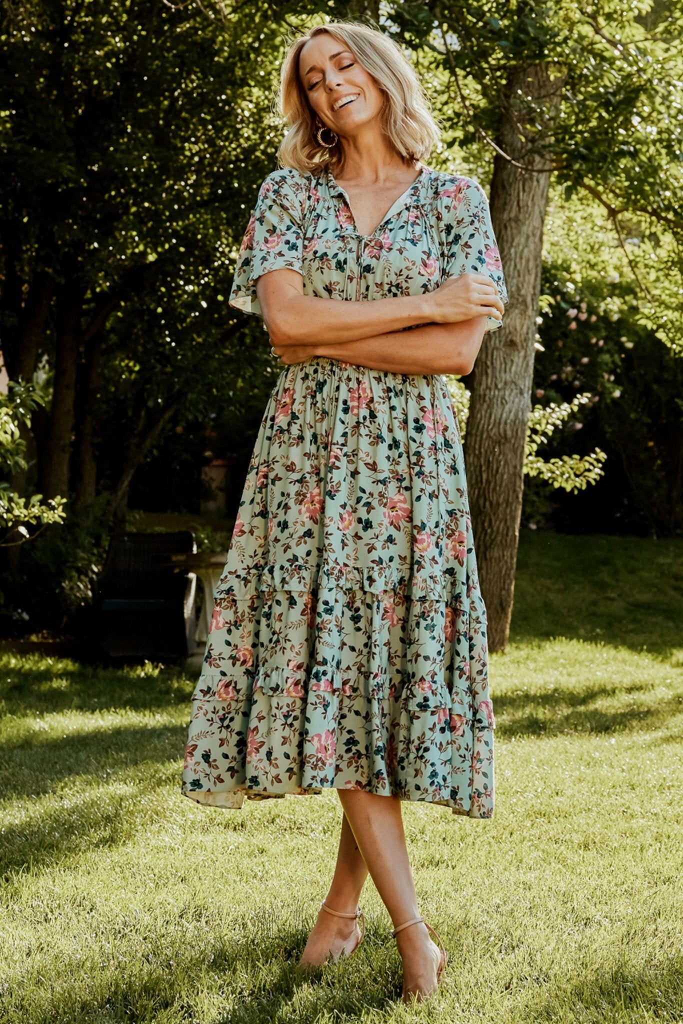 Spell Boho Midi Dress | Black + Taupe Floral | Baltic Born