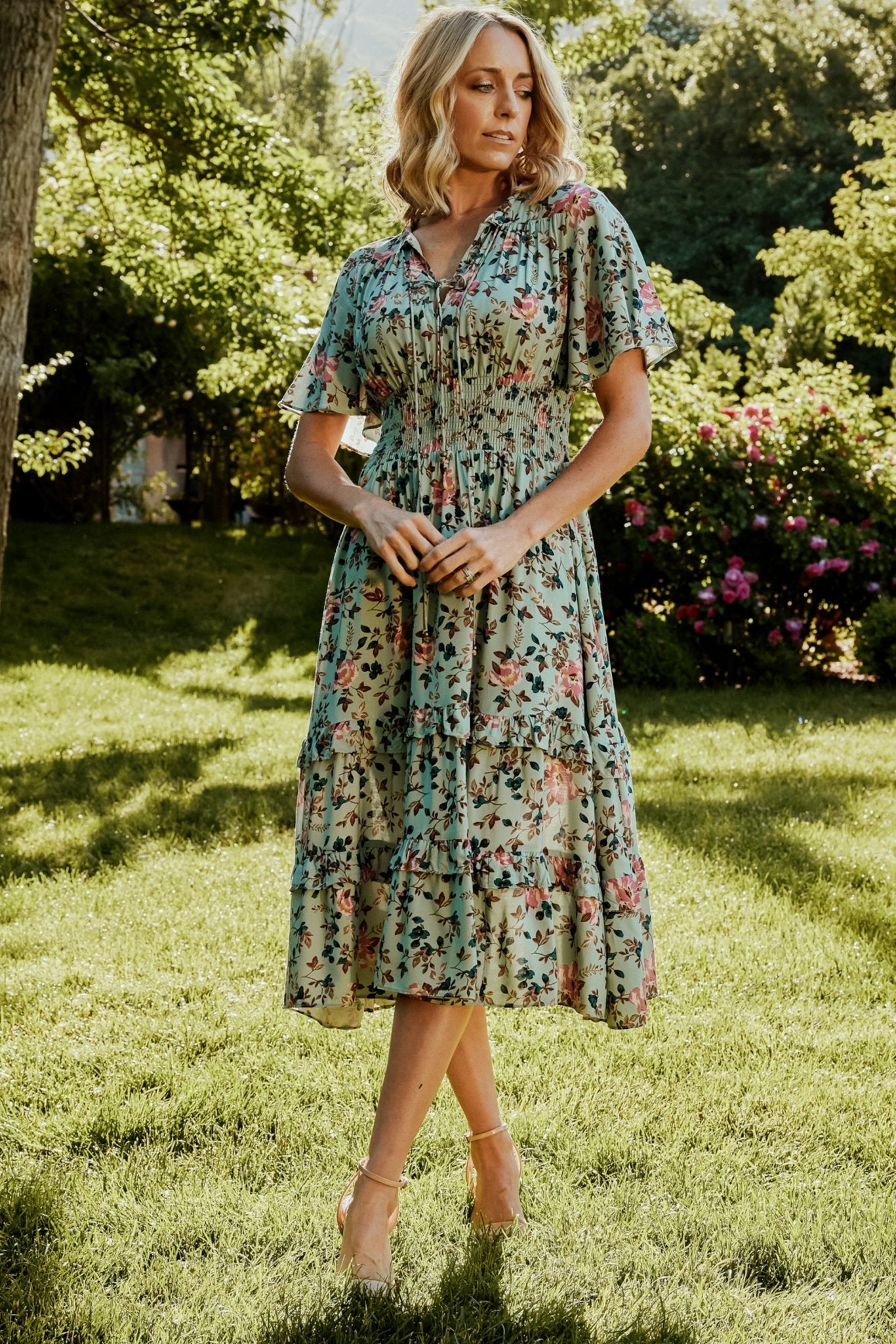 Spell Boho Midi Dress | Topaz + Blush Floral | Baltic Born