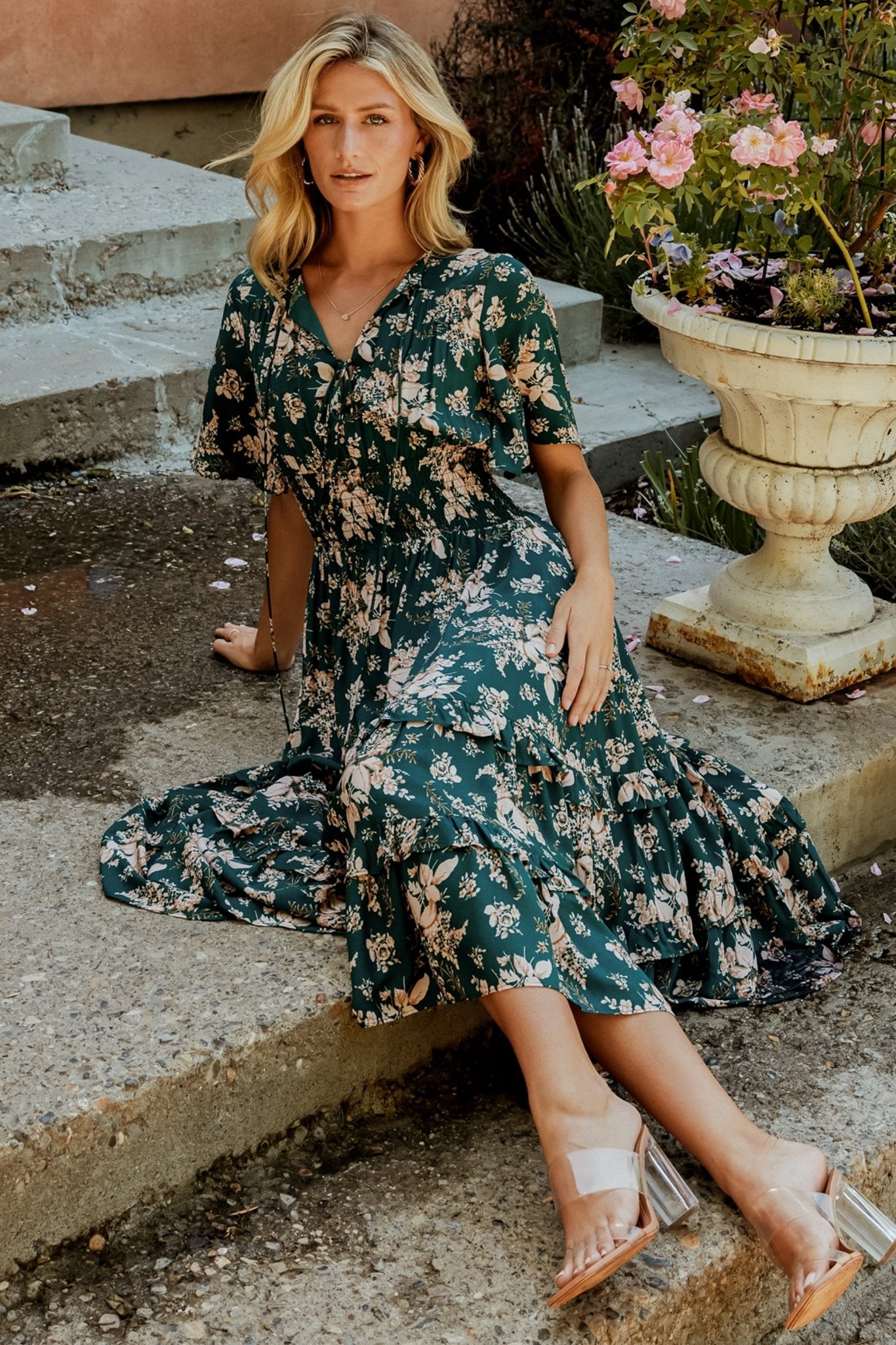 Spell Boho Midi Dress | Sage + Pink Floral | Baltic Born