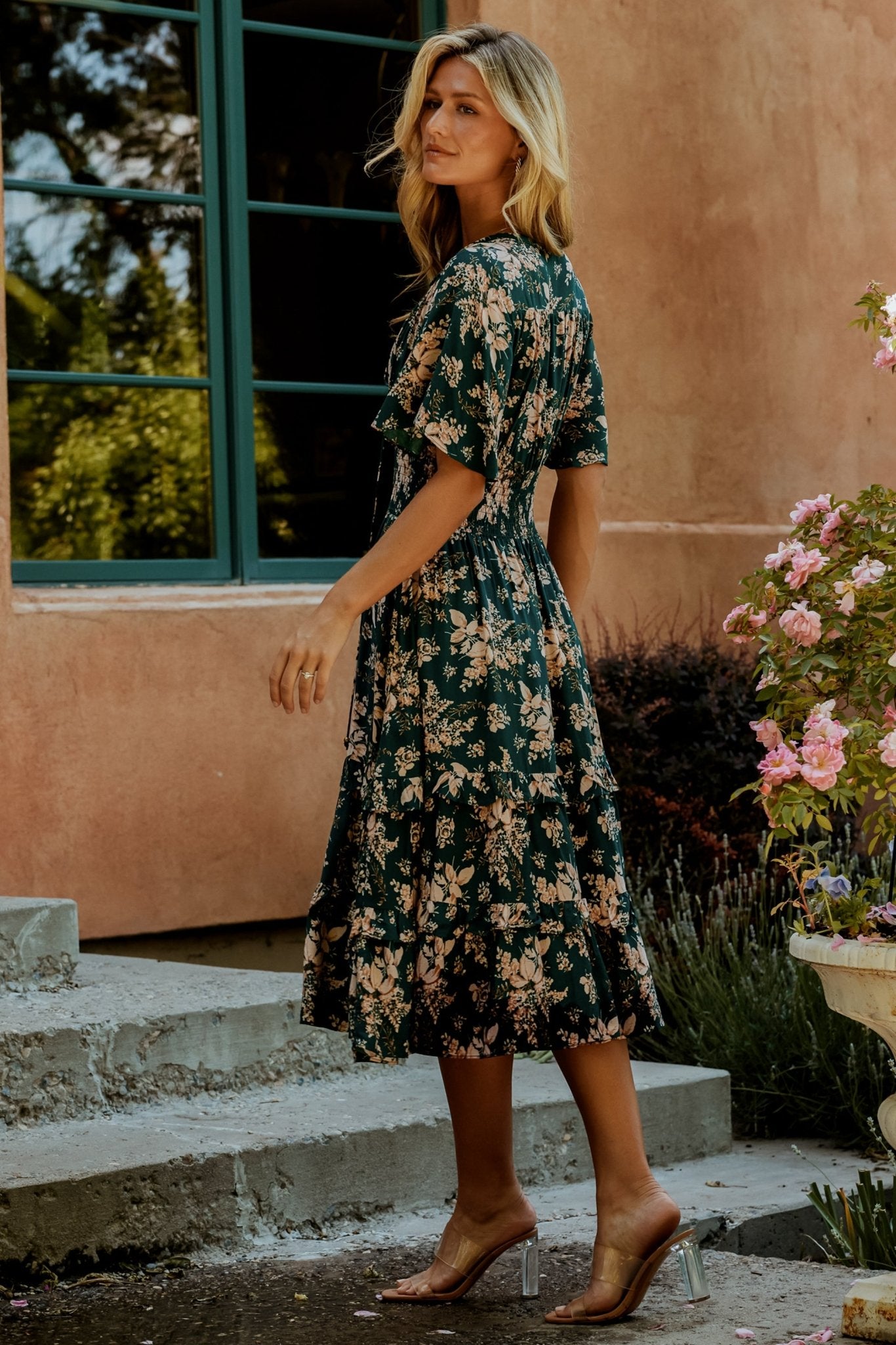 Spell Boho Midi Dress | Olive Floral | Baltic Born
