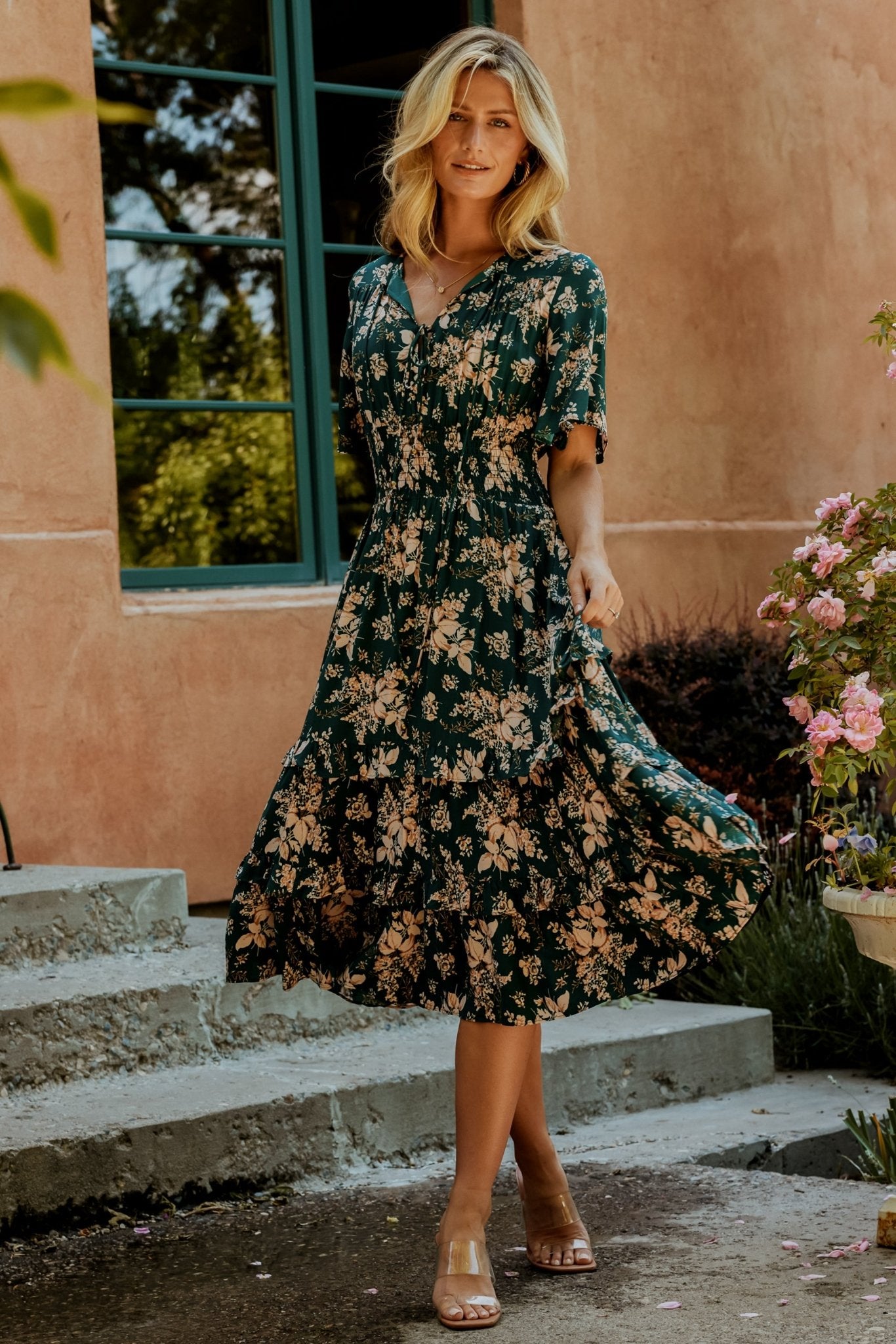 Spell Boho Midi Dress | Sage + Pink Floral | Baltic Born