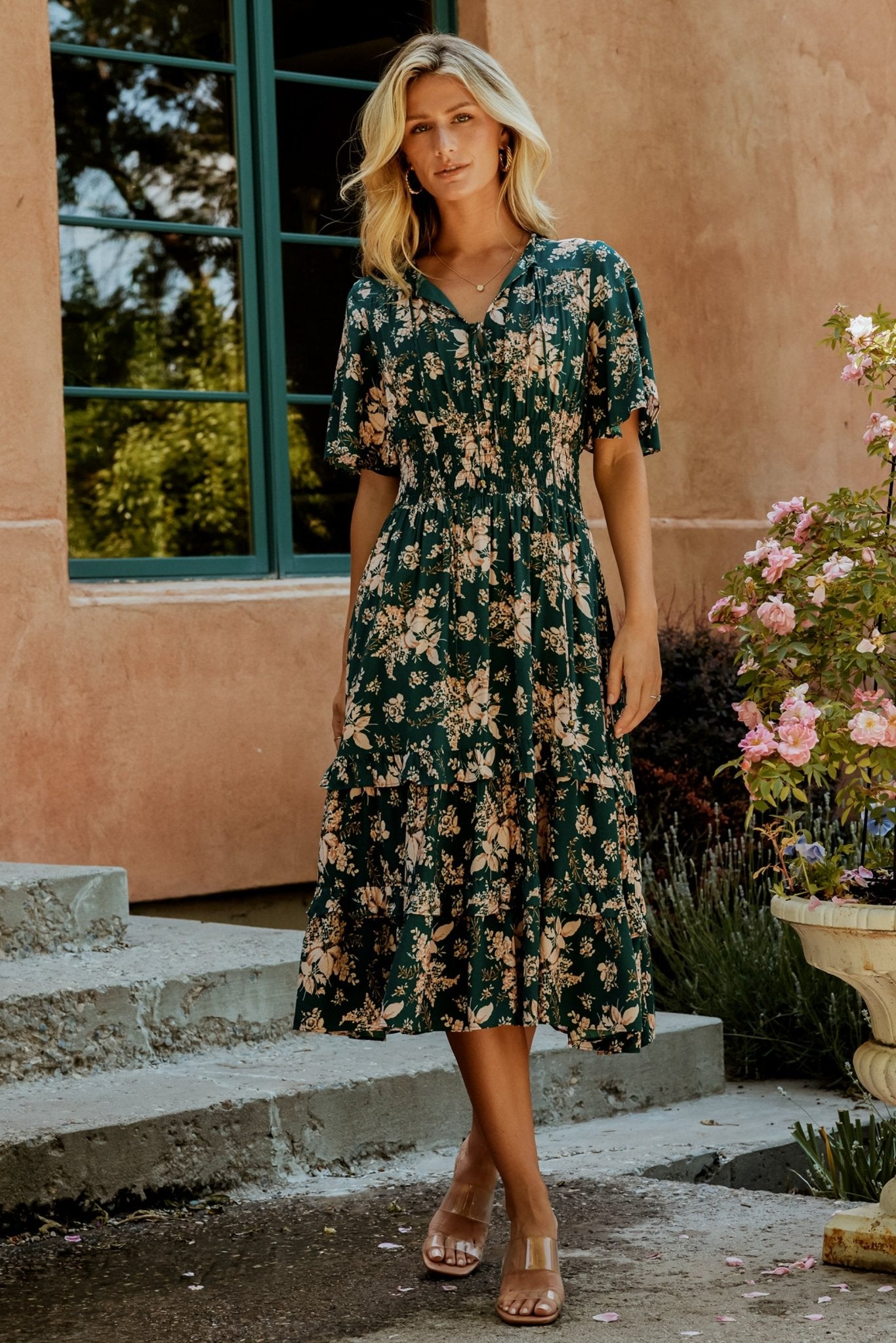 Spell Boho Midi Dress | Olive Floral | Baltic Born