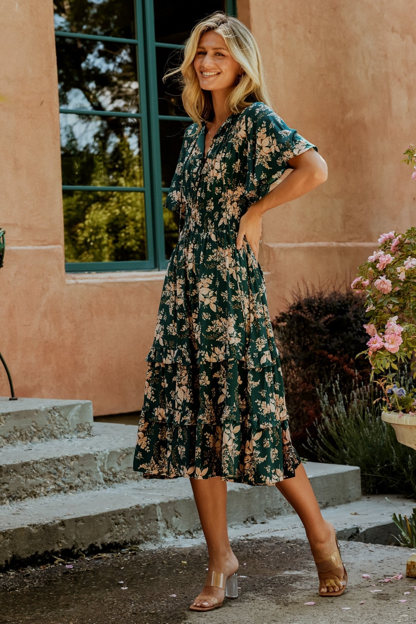 Spell Boho Midi Dress | Sage + Pink Floral | Baltic Born