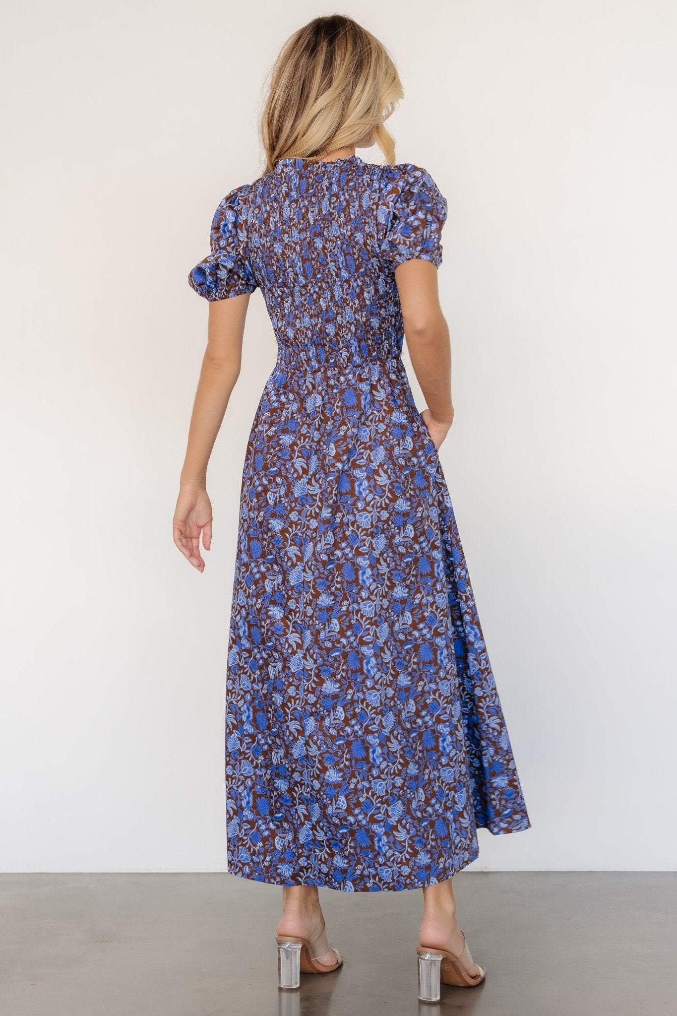 Stockton Smocked Dress | Brown + Blue Floral – Baltic Born