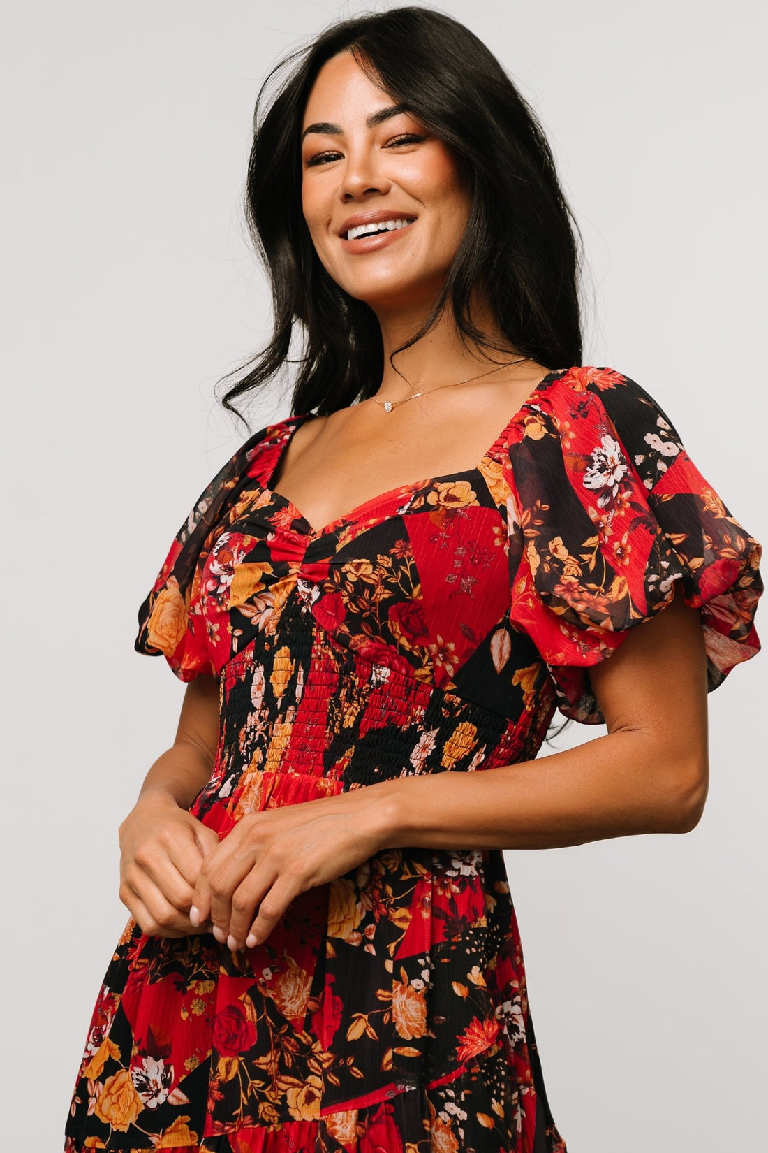 Suzy Maxi Dress, Black + Red Multi | Baltic Born