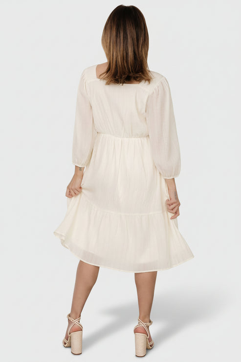 Vaeda Crepe Midi Dress - Sweetheart Neckline | Baltic Born