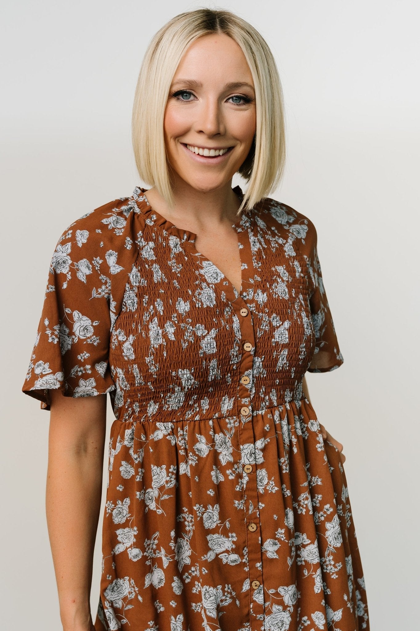 Botega Midi Dress | Brown + Blue | Baltic Born