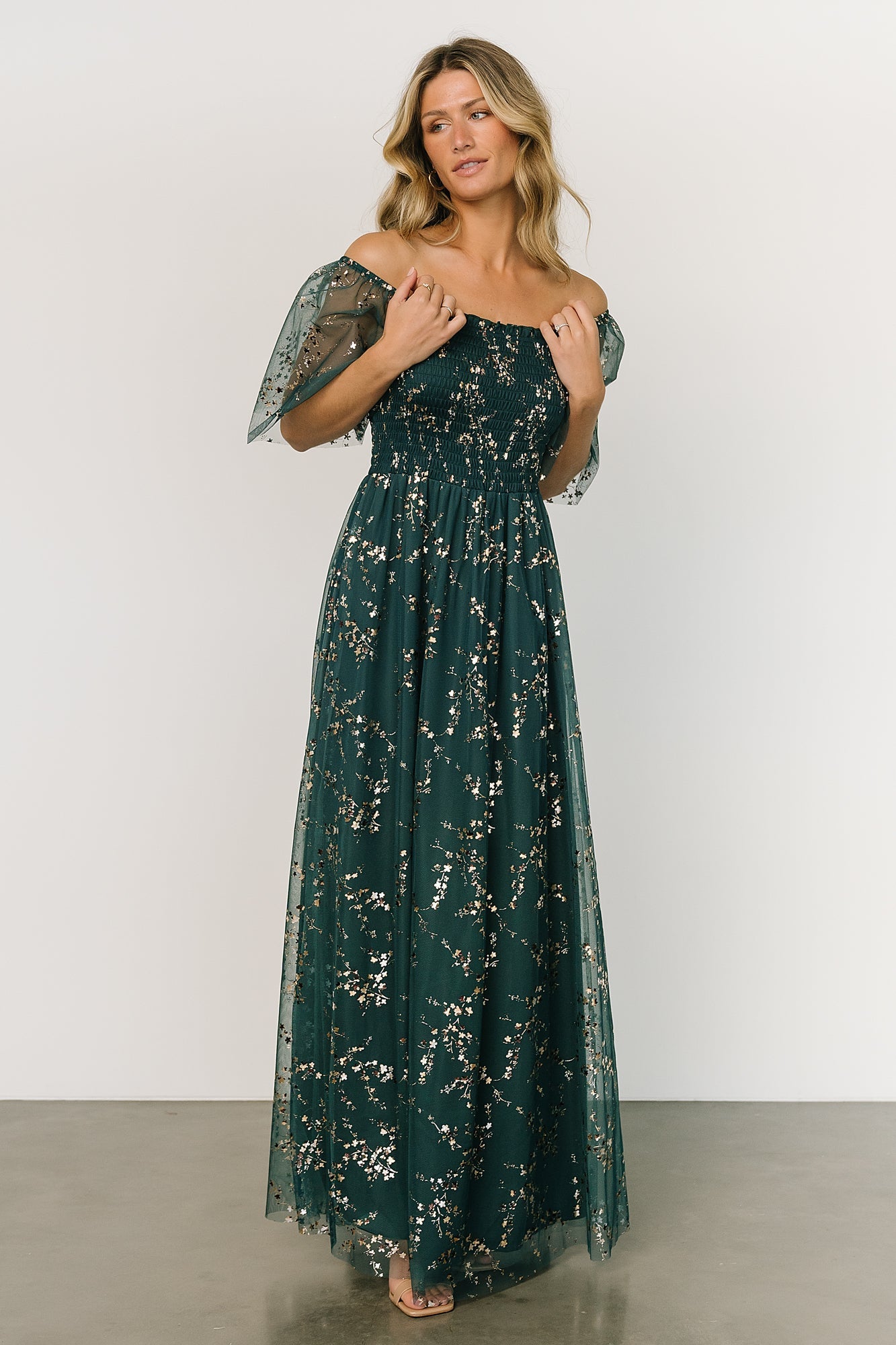 Cassandra Tulle Maxi Dress | Dark Blue Floral | Baltic Born