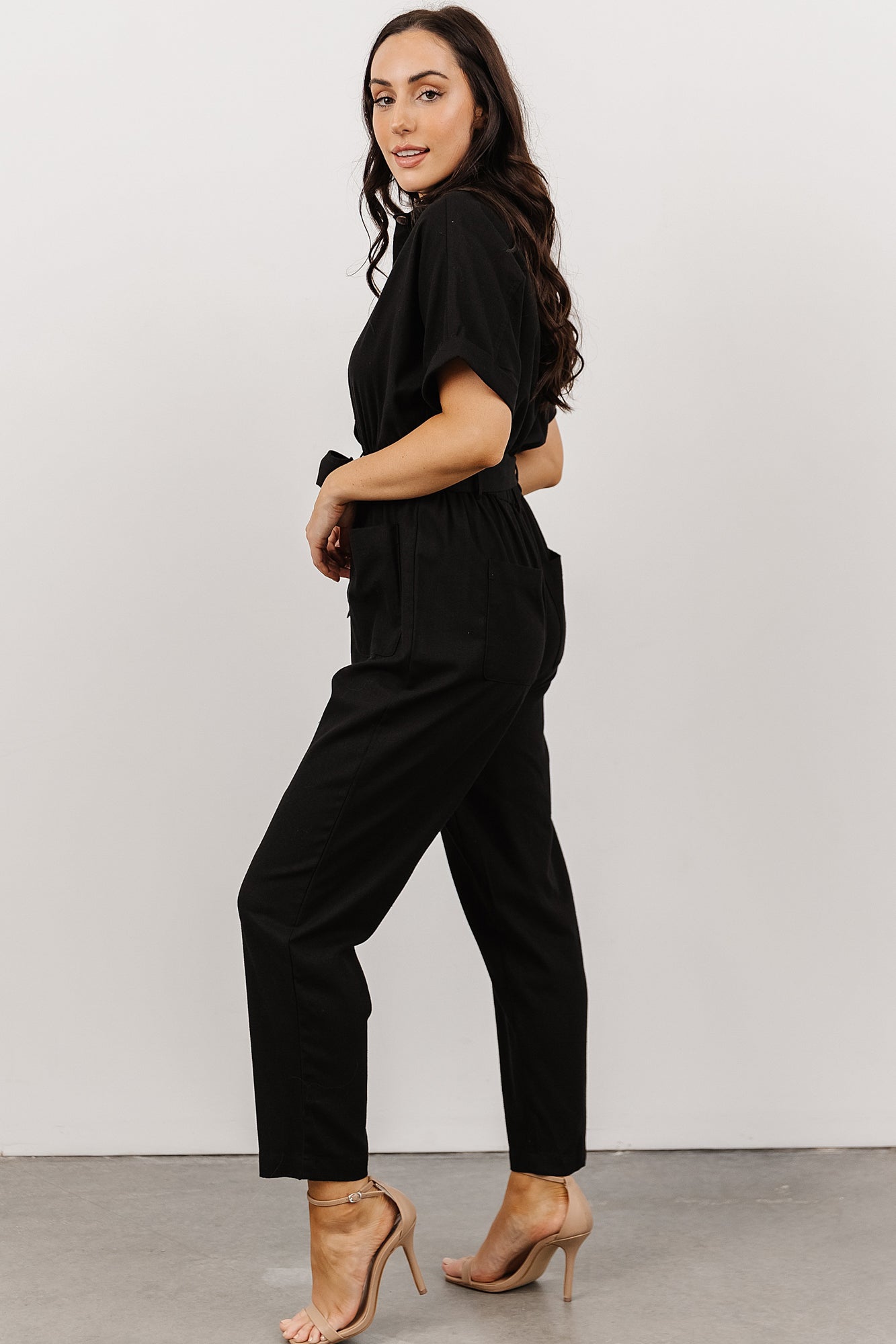 Dallas Button Up Jumpsuit | Black | Baltic Born