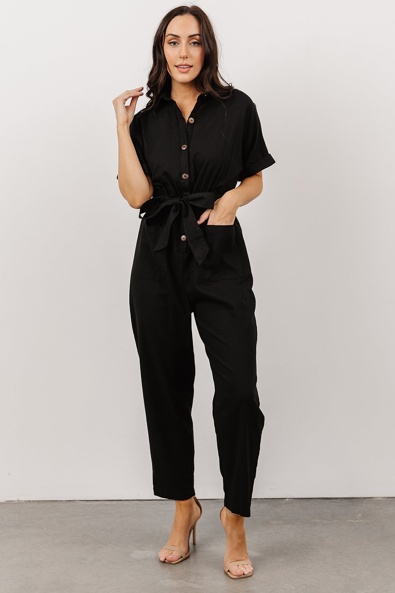 Dallas Button Up Jumpsuit | Black | Baltic Born