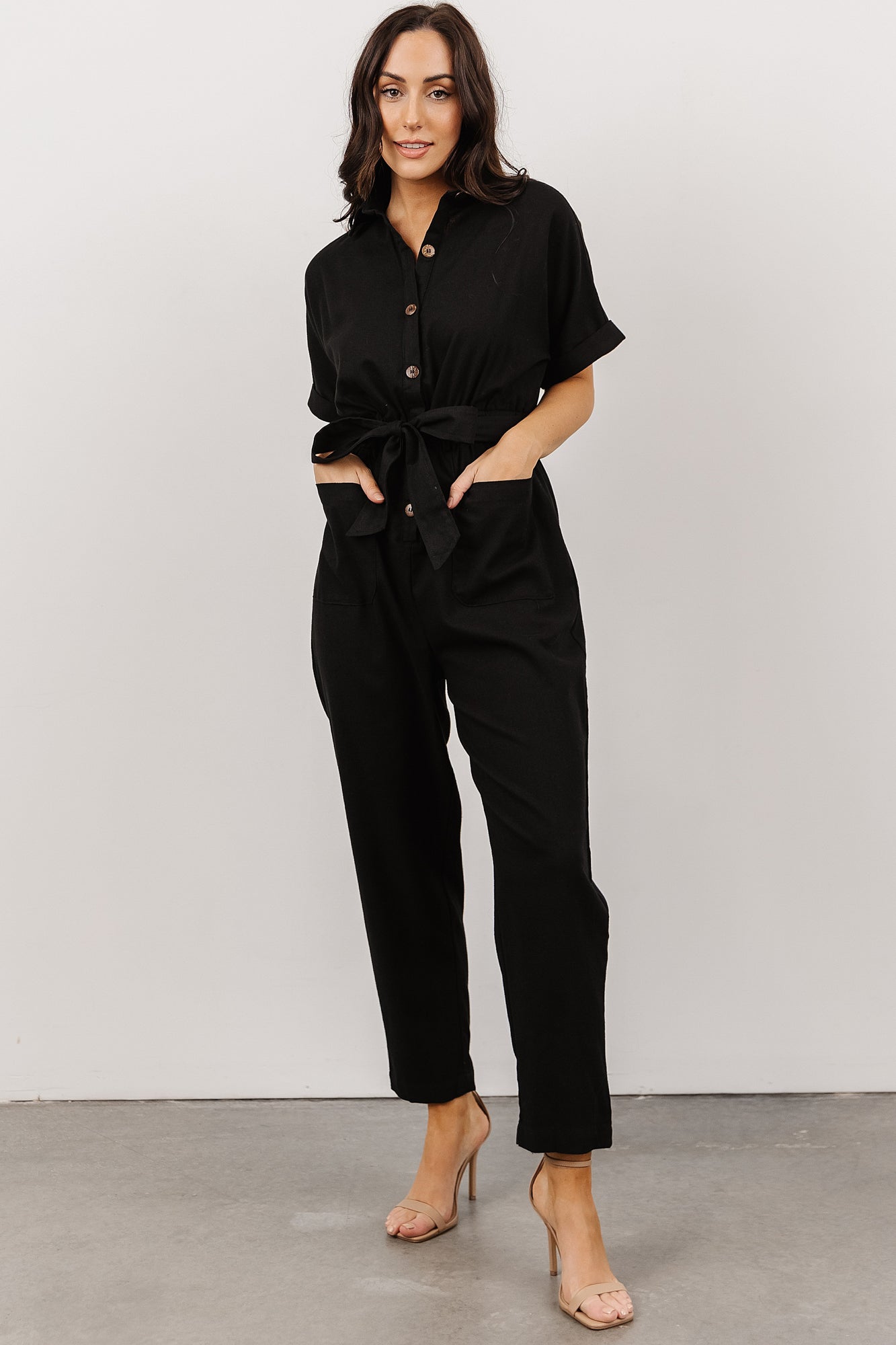 Dallas Button Up Jumpsuit | Black | Baltic Born