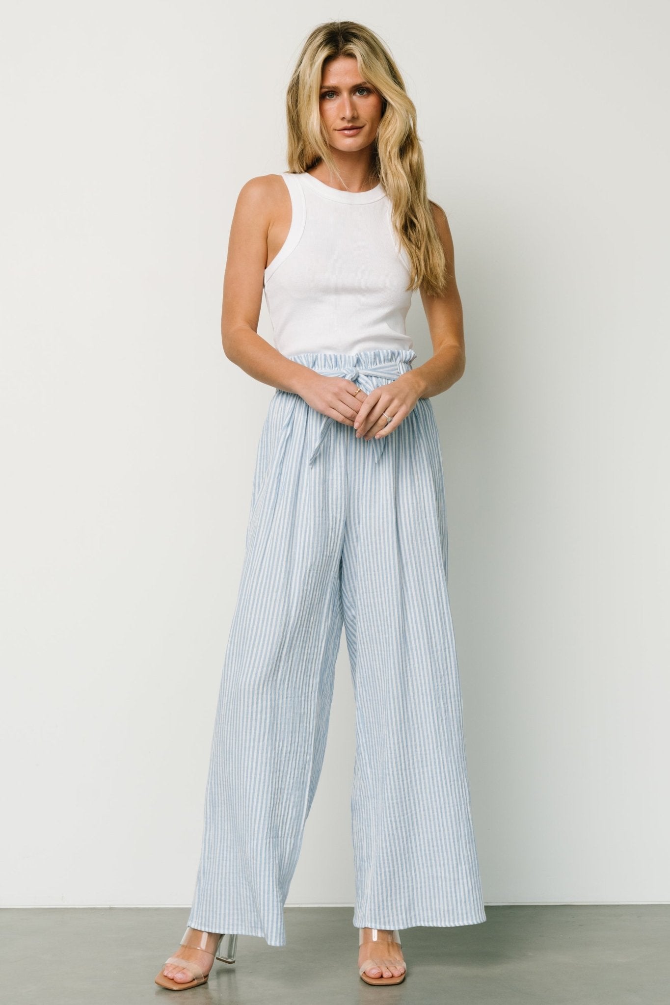 Delphi Wide Leg Pants | Blue Stripe | Baltic Born