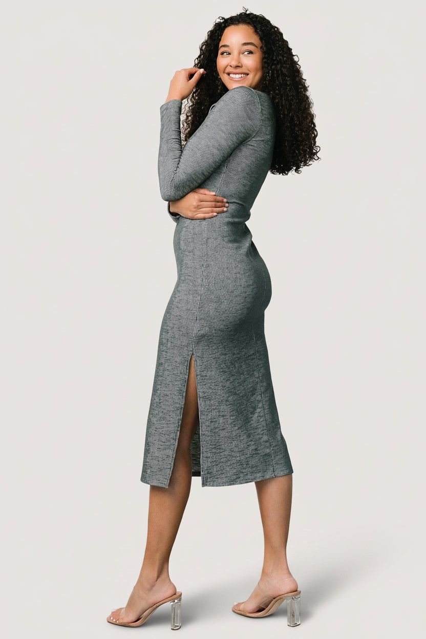 Denver Ribbed Midi Dress | Heathered Jade | Baltic Born