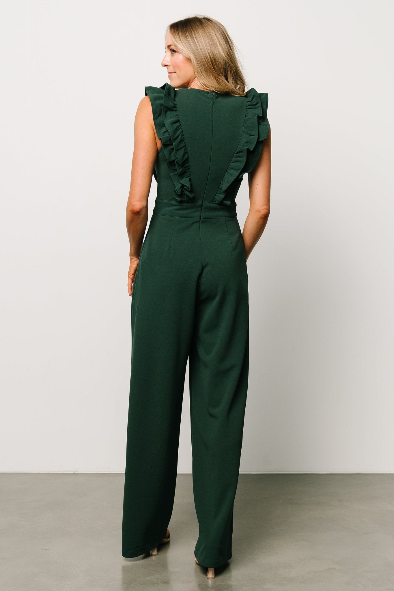 Descanso Ruffle Jumpsuit | Dark Green | Baltic Born