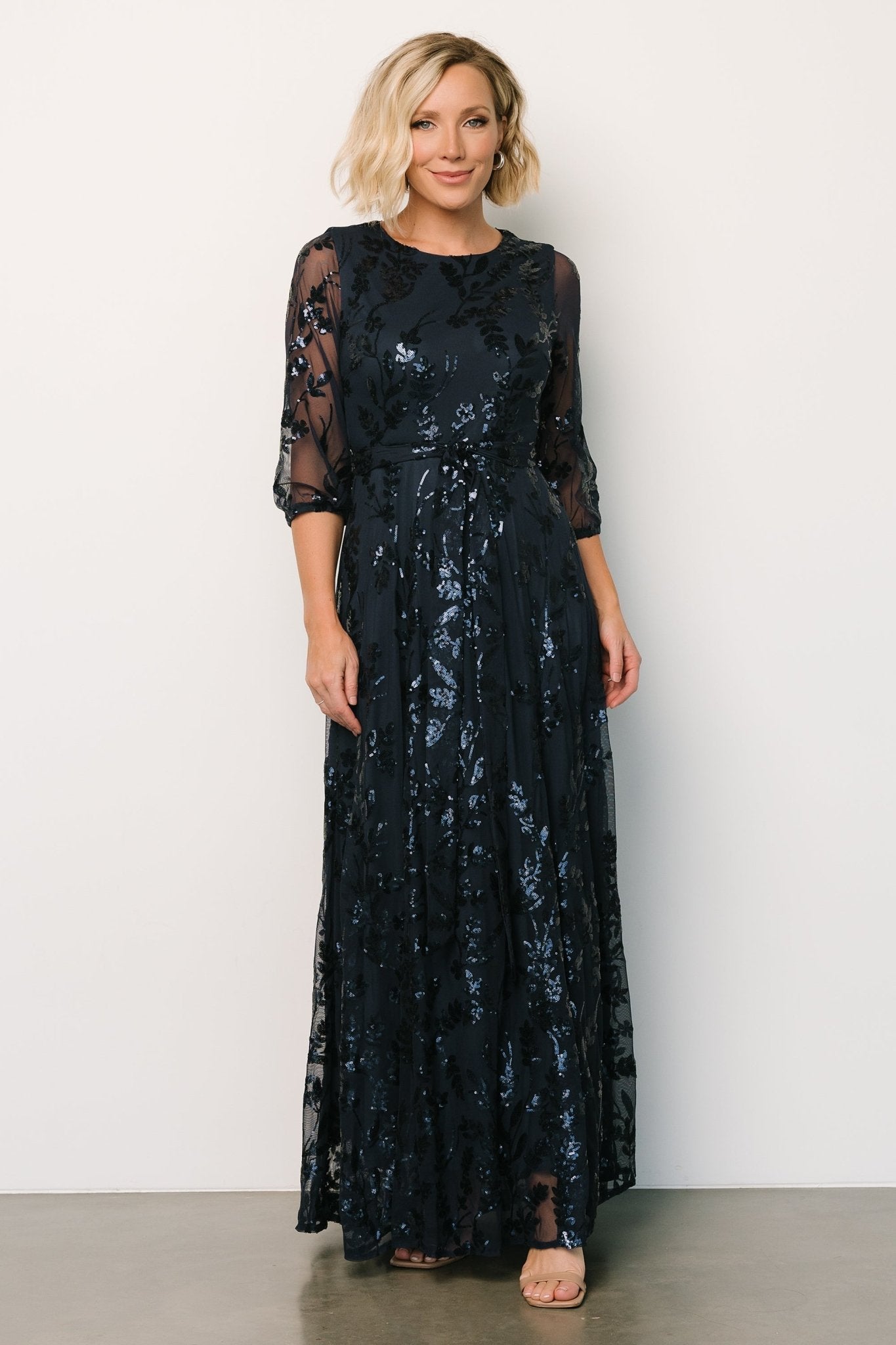 Destiny Sequin Maxi Dress | Navy | Baltic Born
