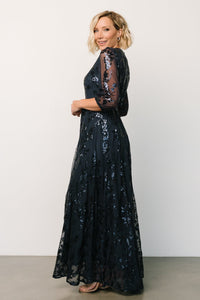 Destiny Sequin Maxi Dress | Navy | Baltic Born