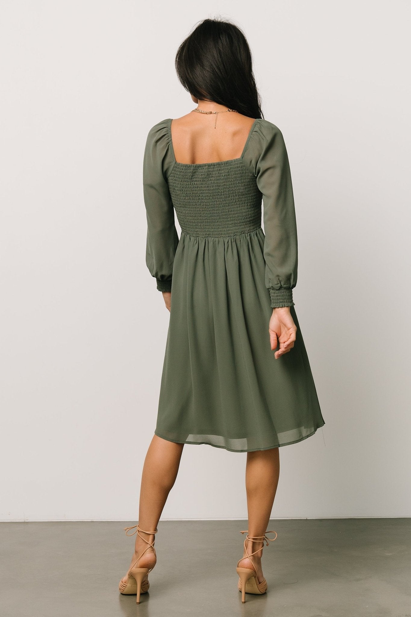 Elise Short Dress | Dark Sage – Baltic Born