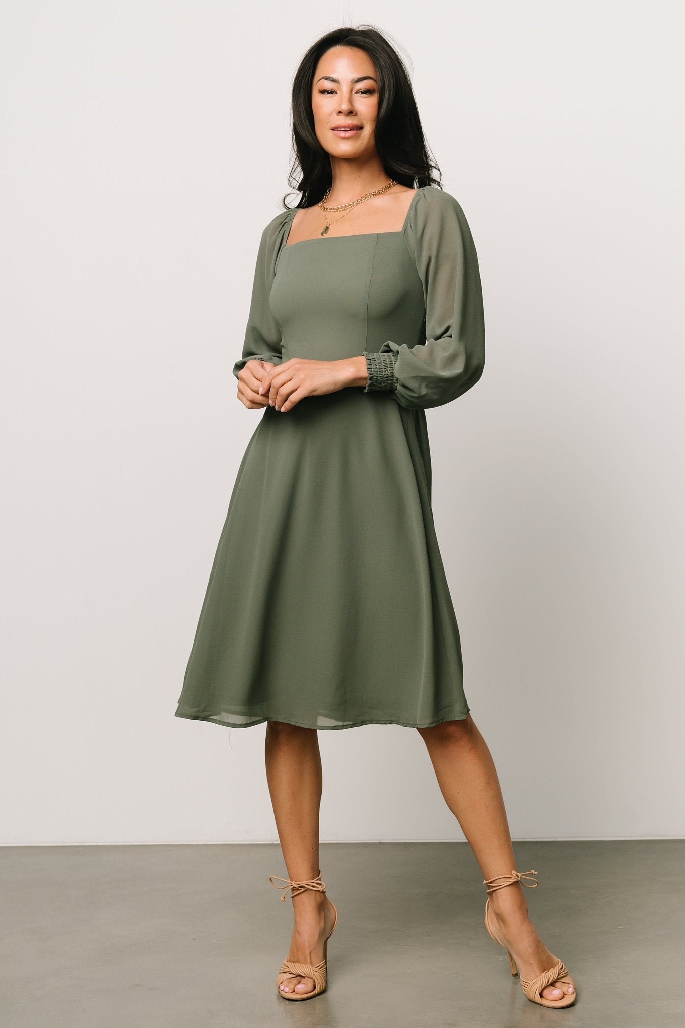 Elise Short Dress | Dark Sage – Baltic Born