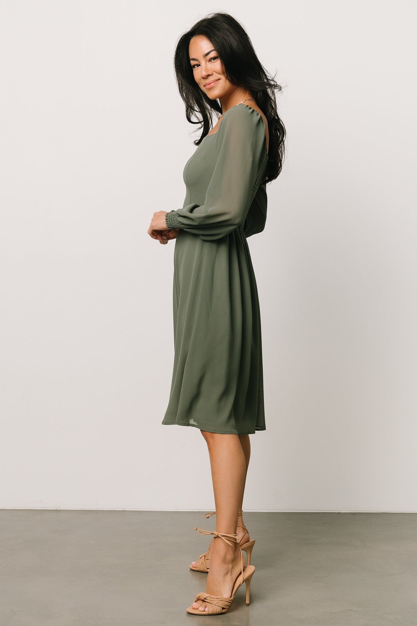 Elise Short Dress | Dark Sage – Baltic Born