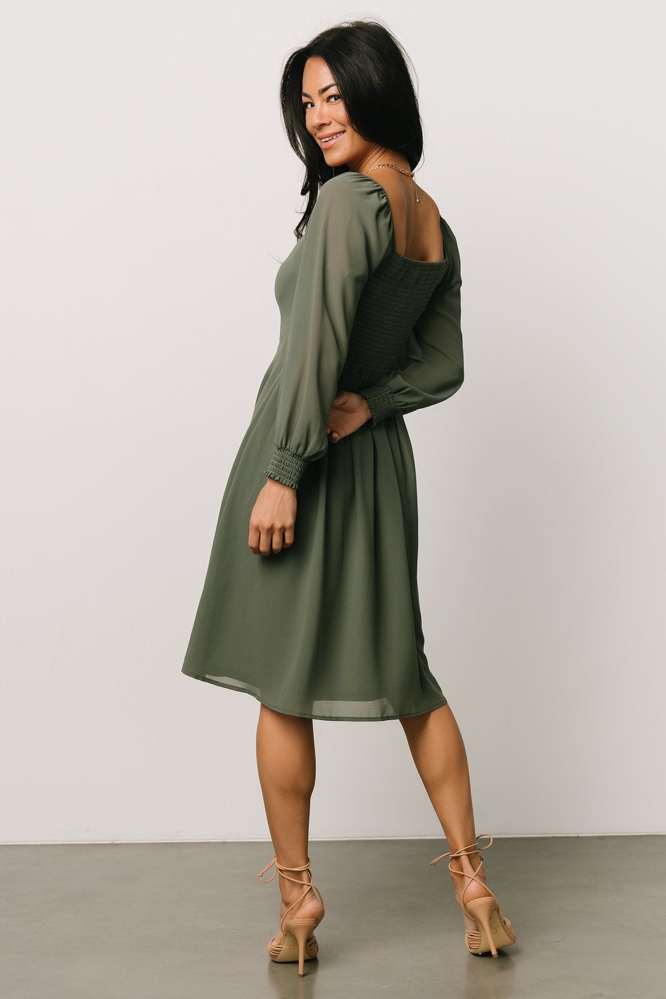 Elise Short Dress | Dark Sage – Baltic Born