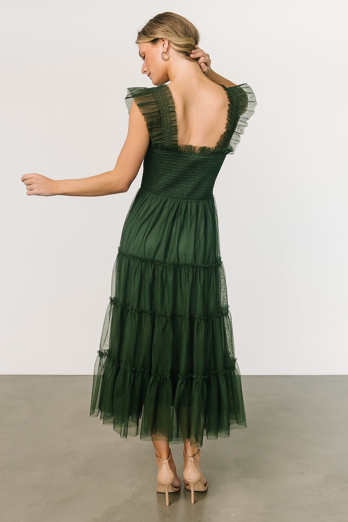 Emma Smocked Tulle Dress | Green | Baltic Born